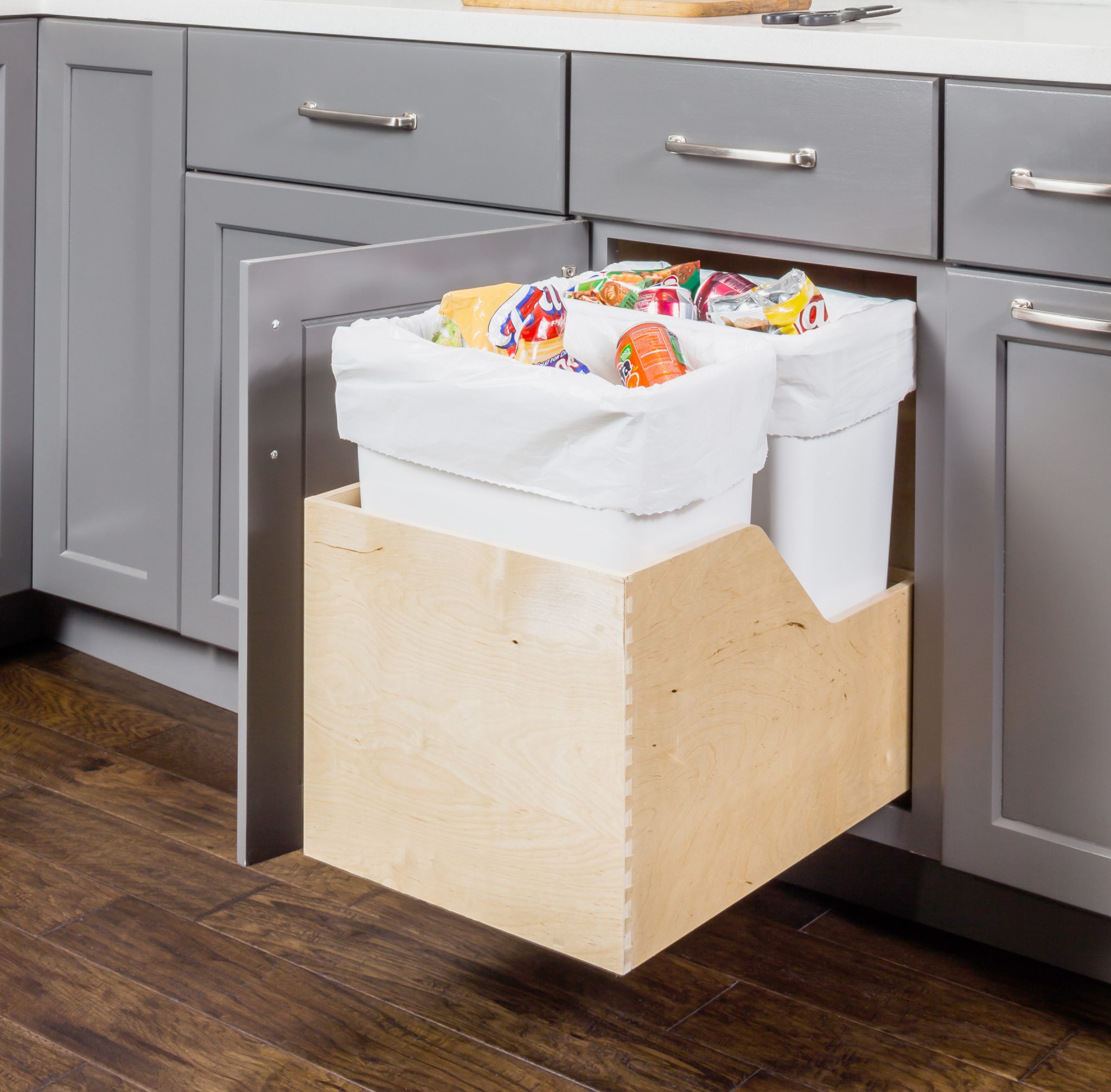 Ready-to-Install Floor Mounted Trash Can Pull-Outs